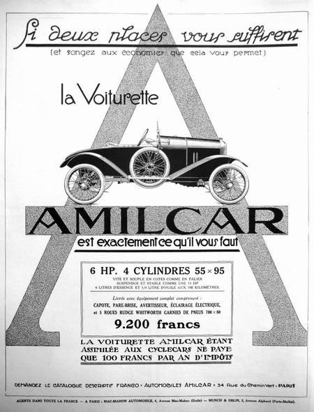 Amilcar : roi du cyclecar et des petites autos à grande vitesse
