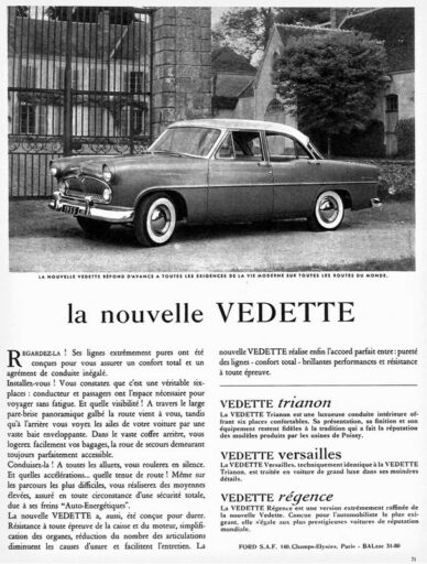 La page de la Simca Vedette - l'Automobile Ancienne